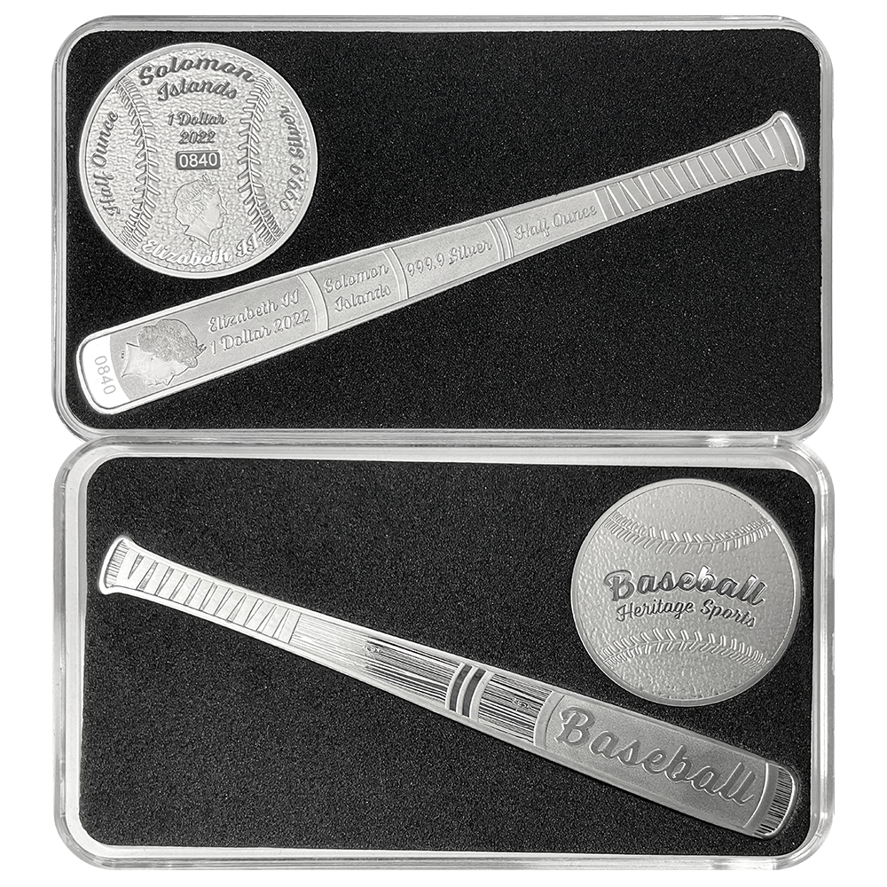 2022 Limited Edition 3000 Solomon Islands Baseball & Bat Silver Coins ...