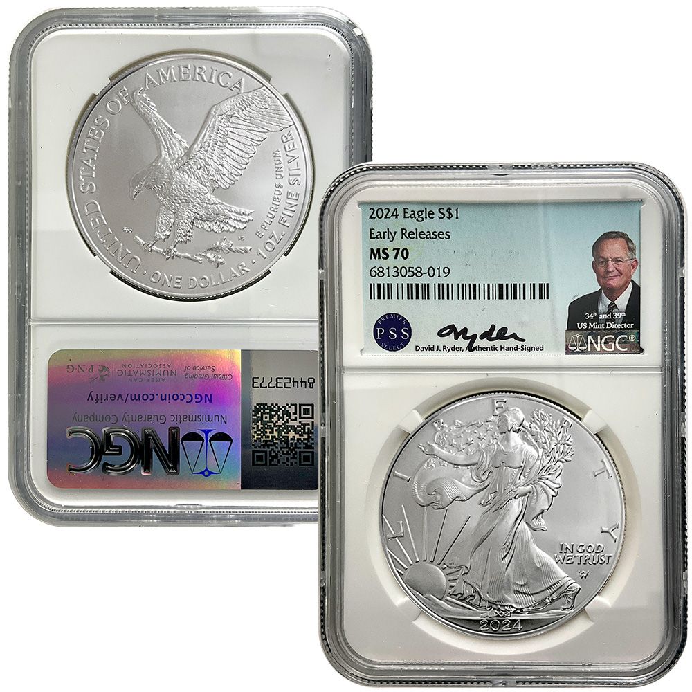 2024 Silver Eagle - MS70 Ryder Signed | US Coins | Csnmint.com