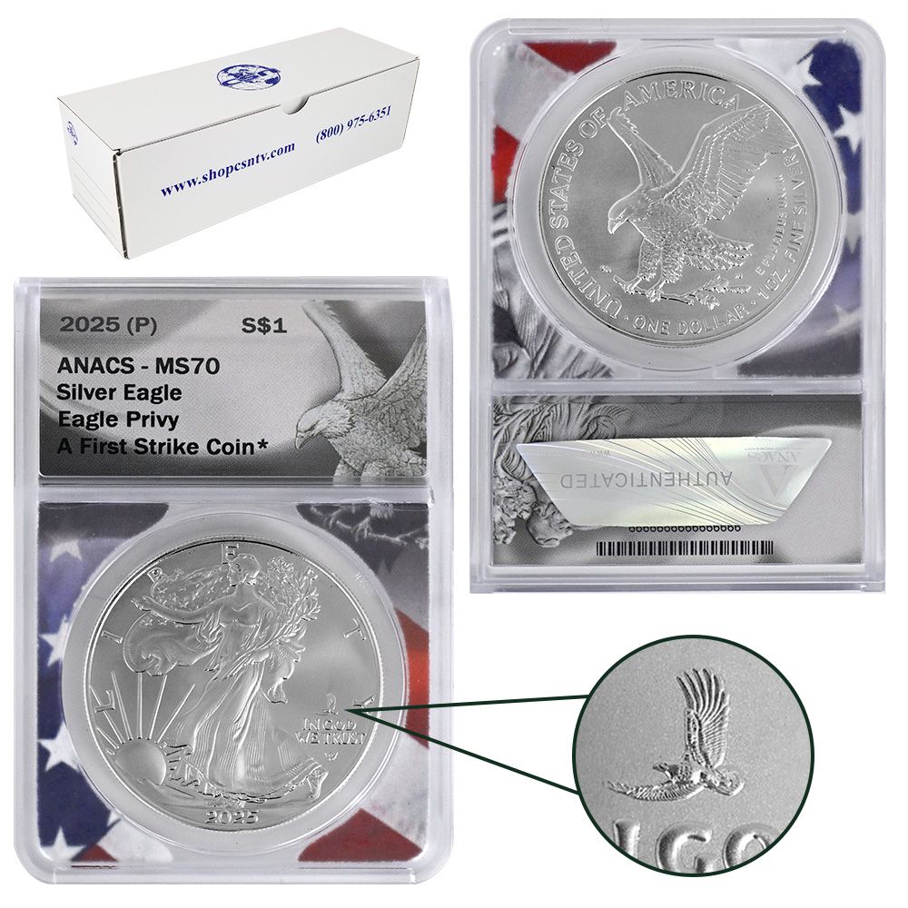 2025 (P) Eagle Privy Silver American Eagle 20-Coin Box – ANACS MS70 ...