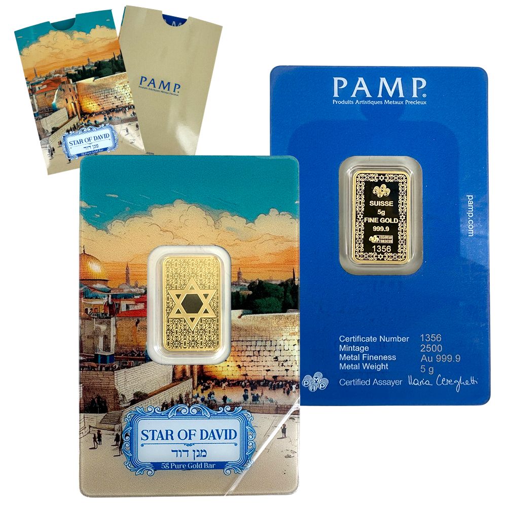 5g Pure Gold Bar - Star of David | US Coins | Csnmint.com
