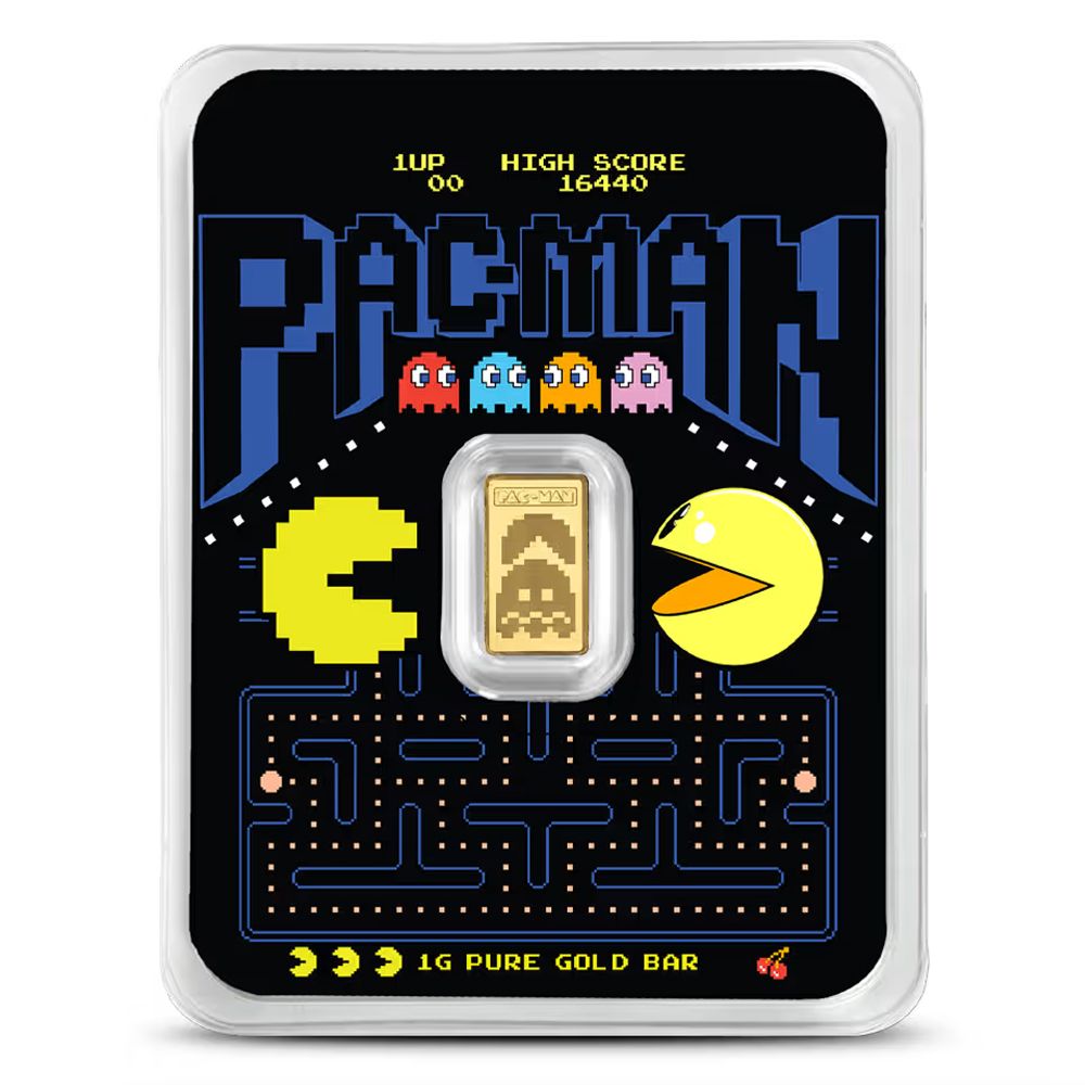 Pac Man 45th Anniversary Gold Bar | US Coins | Csnmint.com