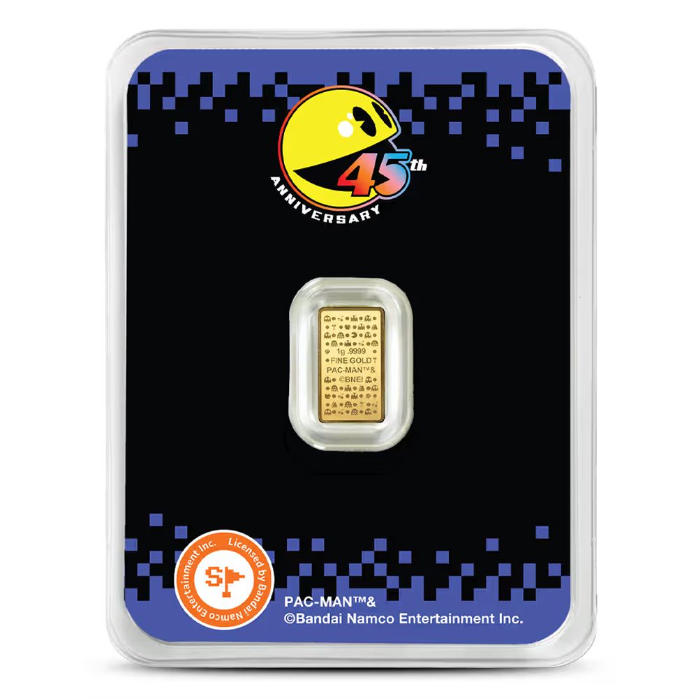 Pac Man 45th Anniversary Gold Bar | US Coins | Csnmint.com