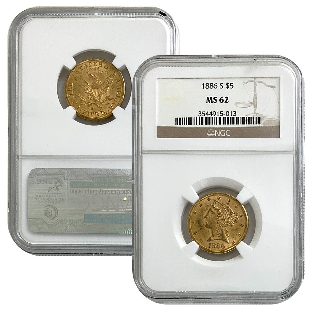 $5 Gold Liberty - NGC MS62 | US Coins | Csnmint.com