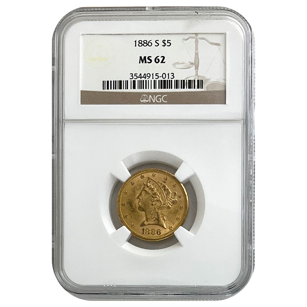 $5 Gold Liberty - NGC MS62 | US Coins | Csnmint.com
