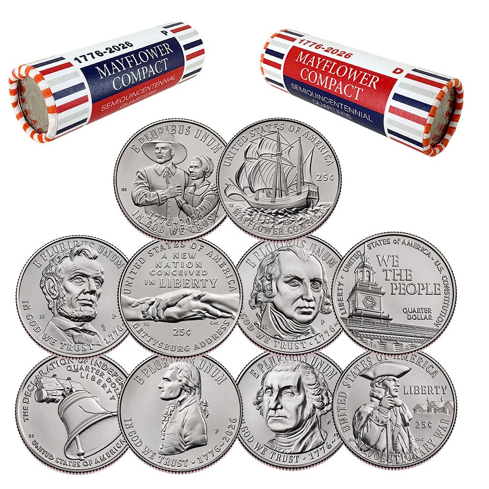 1776-2026 250th Anniversary P&D Quarter Roll Continuity – 5-Pack | US Coins | Csnmint.com