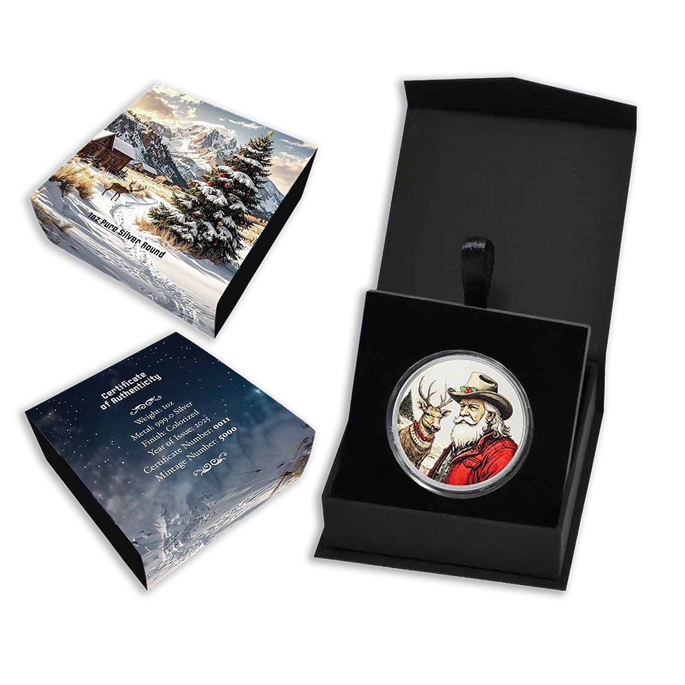 Colorized 1oz Silver Western Santa | US Coins | Csnmint.com